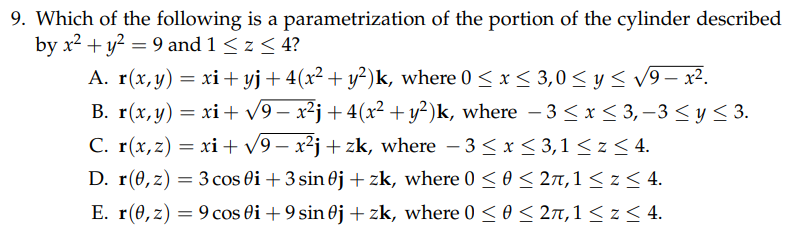 Solved Which of the following is a parametrization of the | Chegg.com