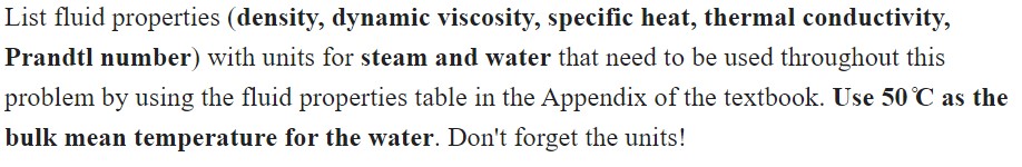 Solved List fluid properties (density, dynamic viscosity, | Chegg.com