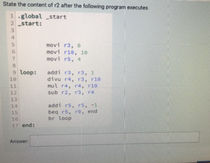 Solved State the content of r2 after the following program | Chegg.com
