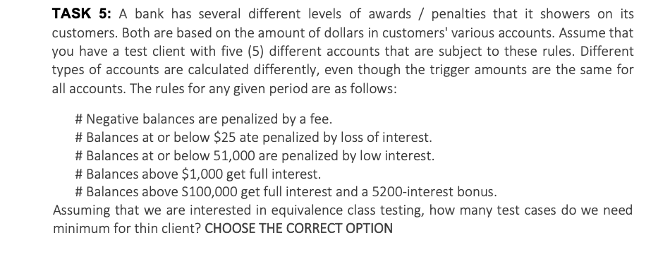 TASK 1: Equivalence Partitioning/Boundary Value | Chegg.com