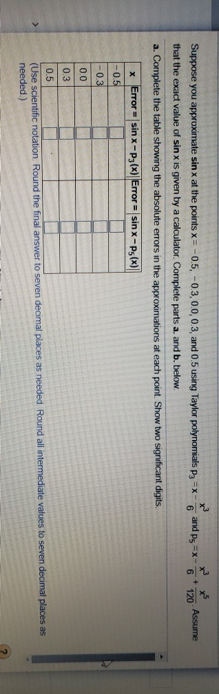 Solved 3 and Ps Assume Suppose you approximate sin x at the | Chegg.com