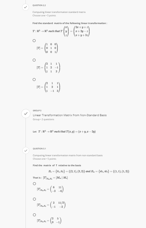 Solved QUESTION 1 Select the mappings that are linear | Chegg.com