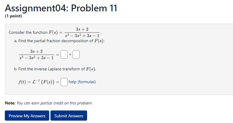 Solved Assignment04: Problem 11 (1 point) Consider the | Chegg.com
