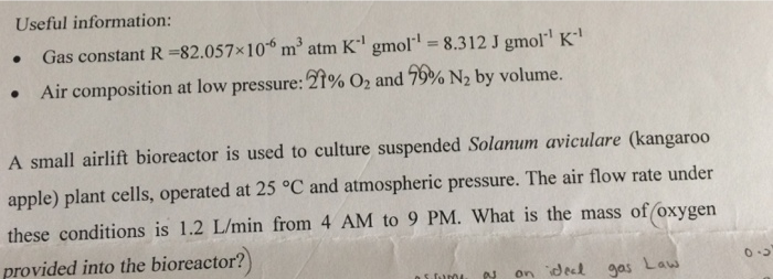 Solved Useful information: Gas constant R-82.057x10 m3 atm | Chegg.com