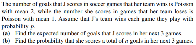 Solved The number of goals that I scores in soccer games | Chegg.com