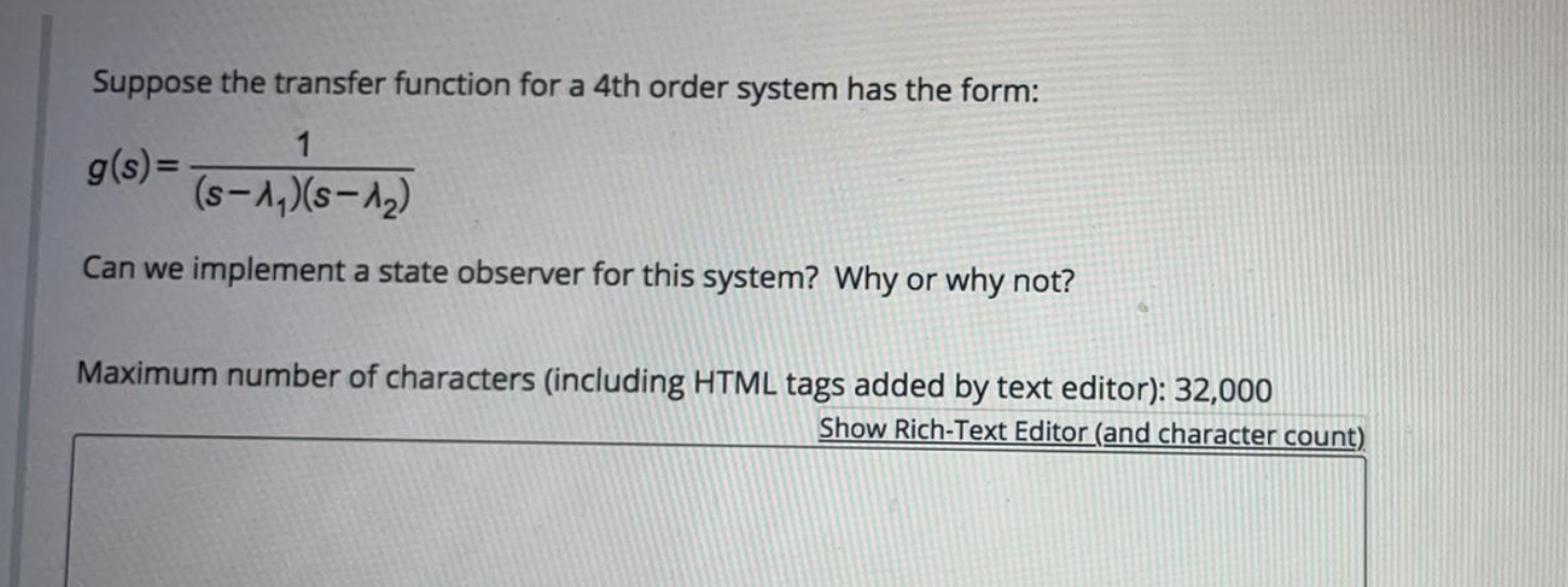 Solved Suppose the transfer function for a 4th order system | Chegg.com