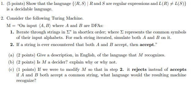 This is a theory of Computation class. The question | Chegg.com