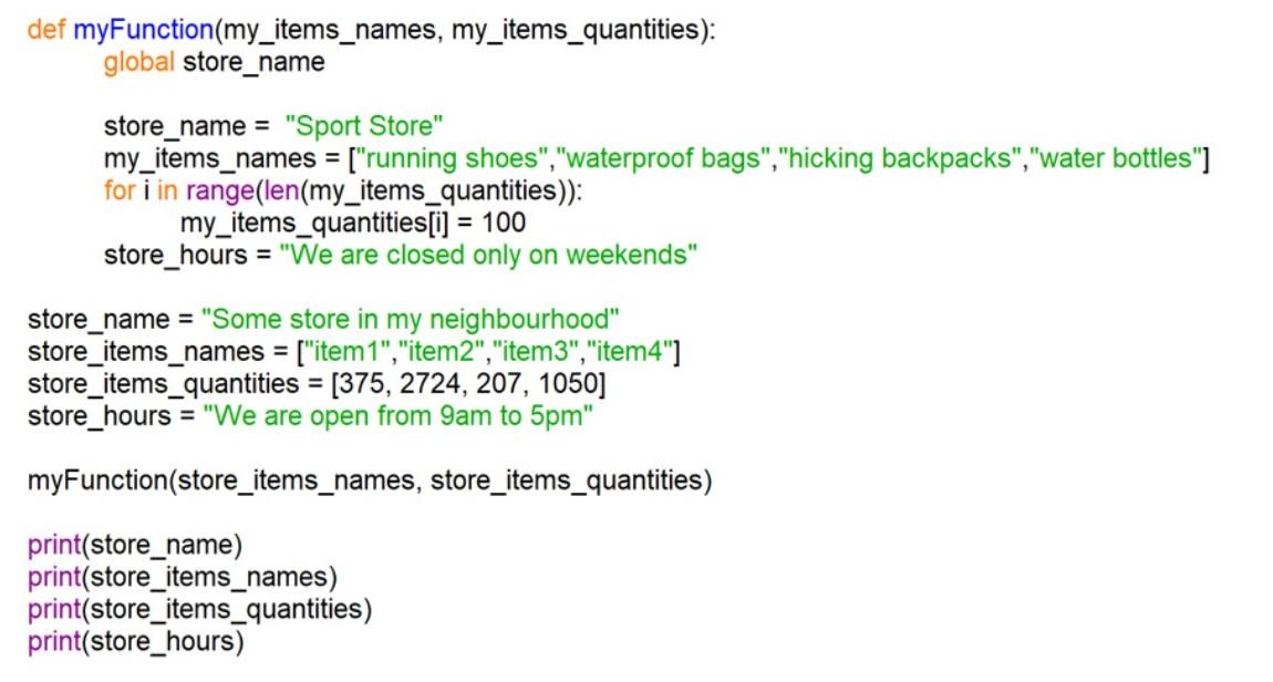 Solved def myFunction(my_items_names, my_items_quantities): | Chegg.com