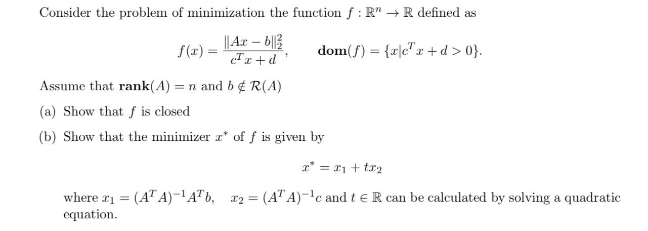 Solved Consider the problem of minimization the function | Chegg.com