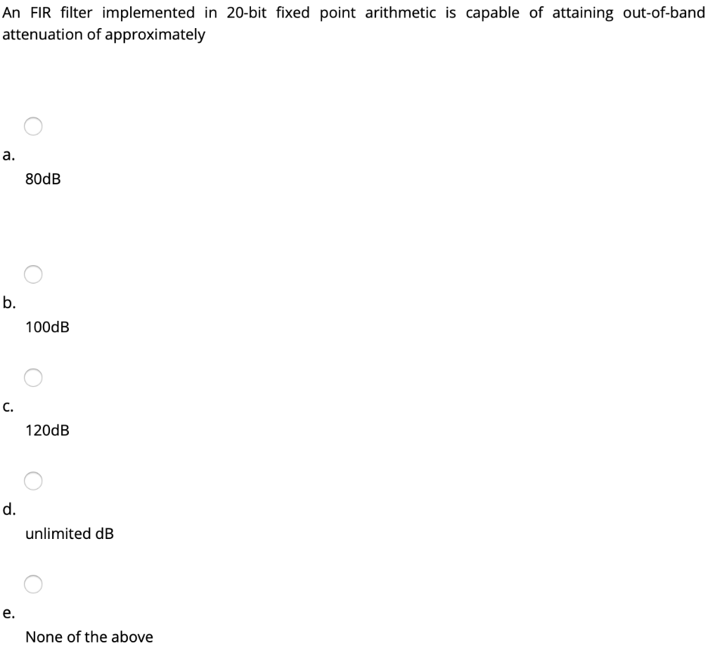 Solved An FIR filter implemented in 20-bit fixed point | Chegg.com