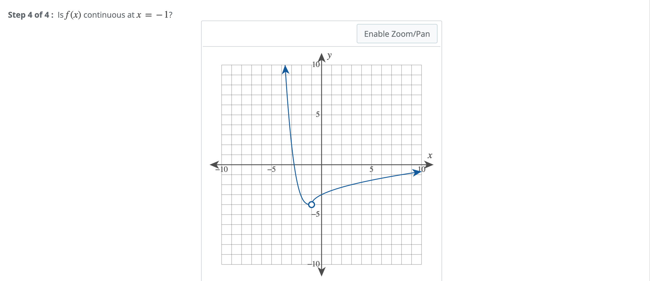 Solved Step 4 of 4: Is f(x) continuous at x=−1 ? | Chegg.com