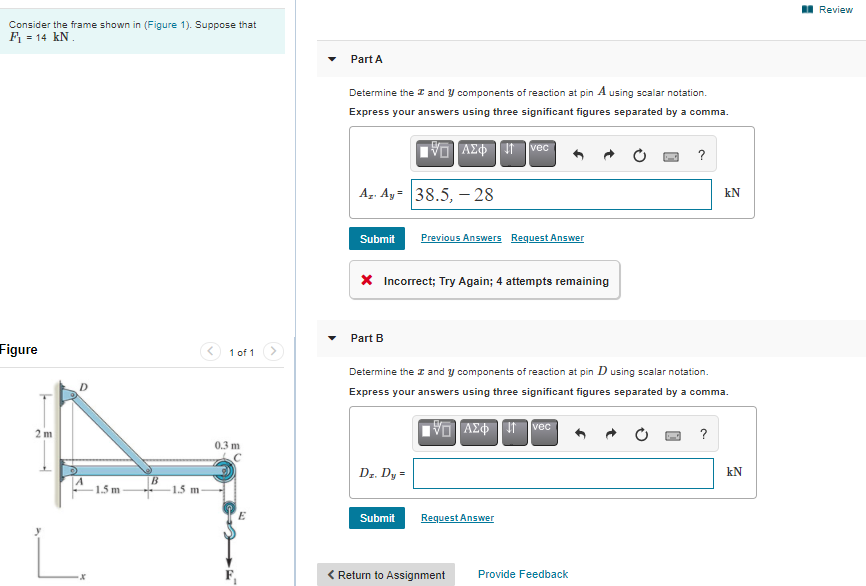 Solved 11 Review Consider the frame shown in (Figure 1). | Chegg.com