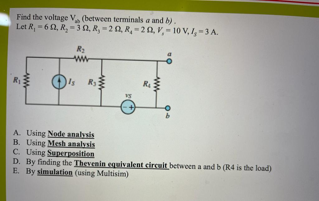 Solved Find the voltage Vab (between terminals a and b). Let | Chegg.com