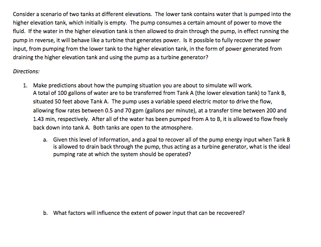 Consider a scenario of two tanks at different | Chegg.com