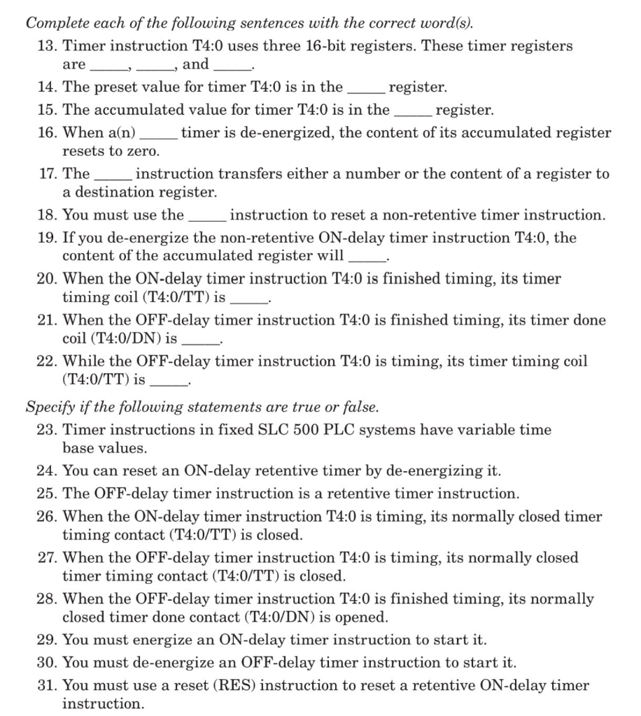 Solved 10. State the following timer acronyms' | Chegg.com