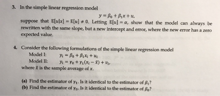 Solved In the simple linear regression model y = beta_0 + | Chegg.com