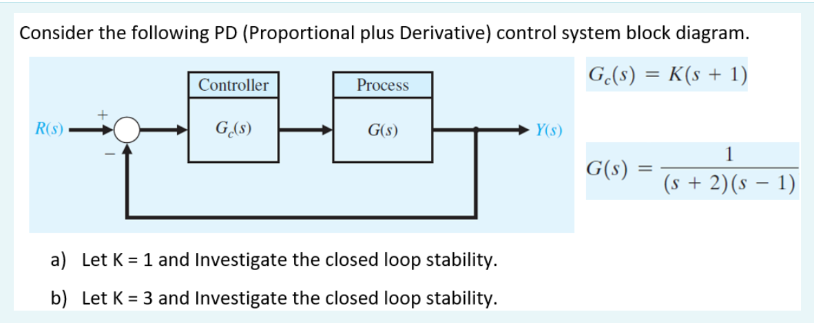 Solved Consider the following PD (Proportional plus | Chegg.com