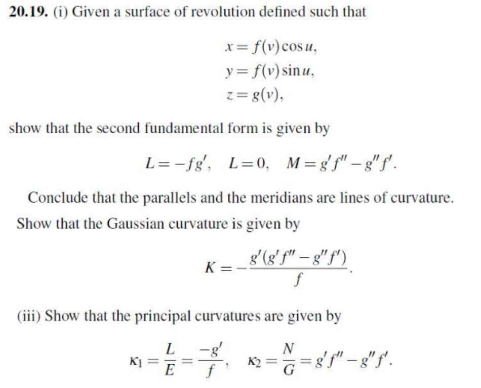 Solved 20.19. (i) Given a surface of revolution defined such | Chegg.com
