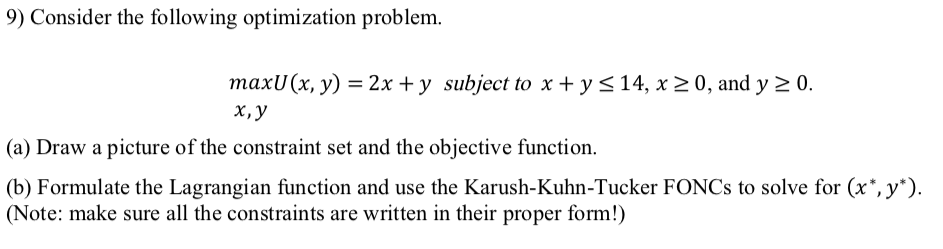 9) Consider the following optimization problem. | Chegg.com