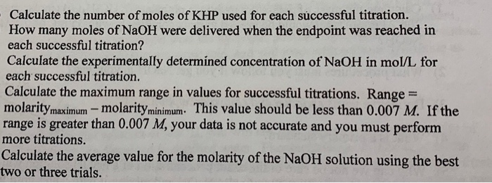Solved Calculate the number of moles of KHP used for each | Chegg.com