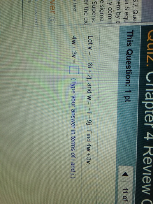Solved This Question: 1 pt 5 of 12 (4 c Given u =-1+ j, v = | Chegg.com