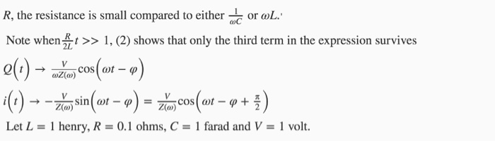 Solved The equations for the charge Q(t) and current i(t) in | Chegg.com