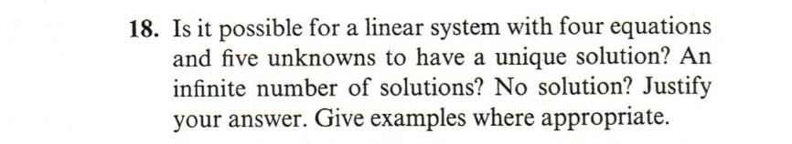 Solved 18. Is it possible for a linear system with four | Chegg.com