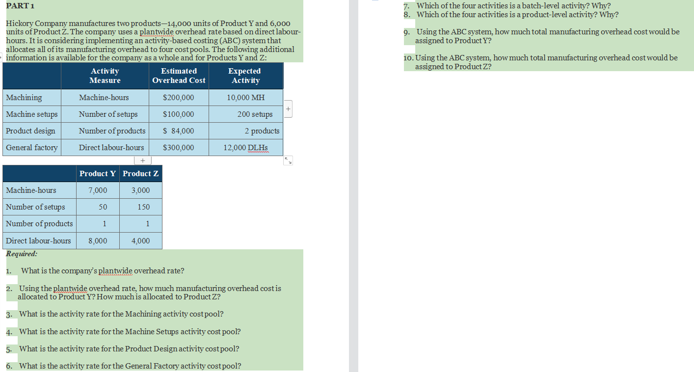 Solved PART 1 7. Which of the four activities is a | Chegg.com