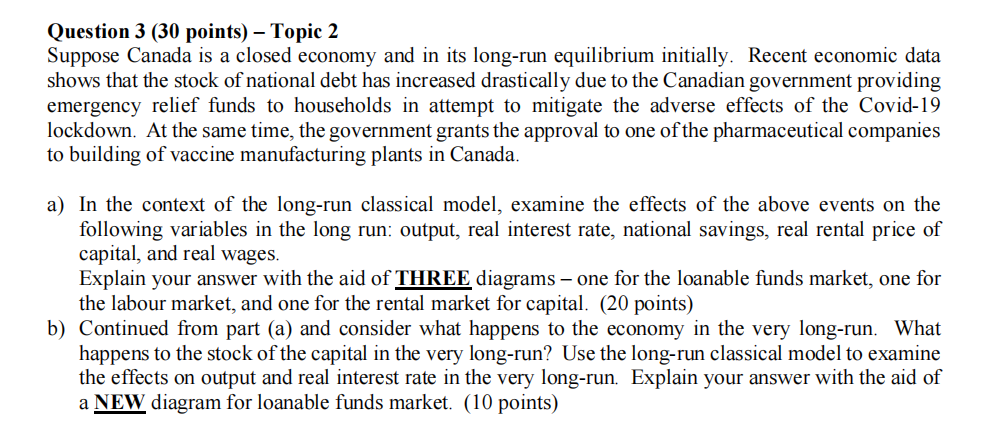 Question 3 (30 points) – Topic 2 Suppose Canada is a | Chegg.com