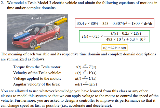 2. We model a Tesla Model 3 electric vehicle and | Chegg.com