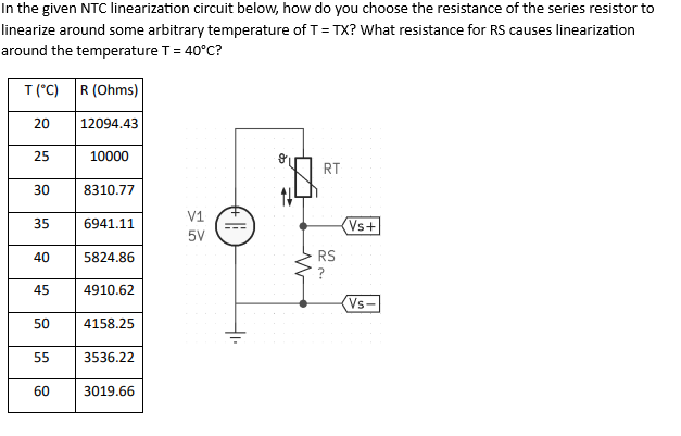 Solved In the given NTC linearization circuit below, how do | Chegg.com