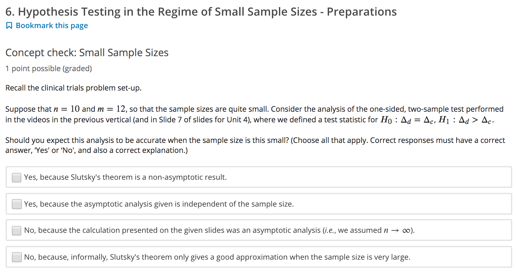 Solved 6. Hypothesis Testing in the Regime of Small Sample | Chegg.com