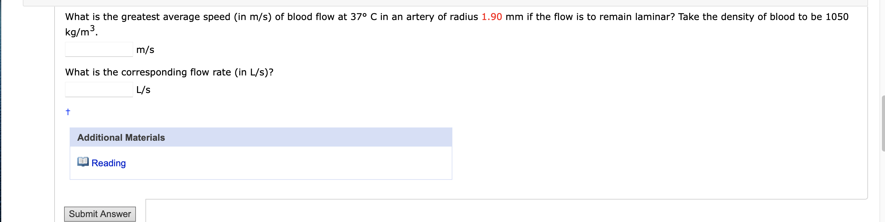 Solved What is the greatest average speed (in m/s) of blood | Chegg.com