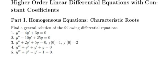 Solved Higher Order Linear Differential Equations with Con- | Chegg.com