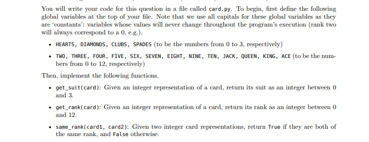 Solved Card problem in PYTHON for THONNY IDE have learned | Chegg.com