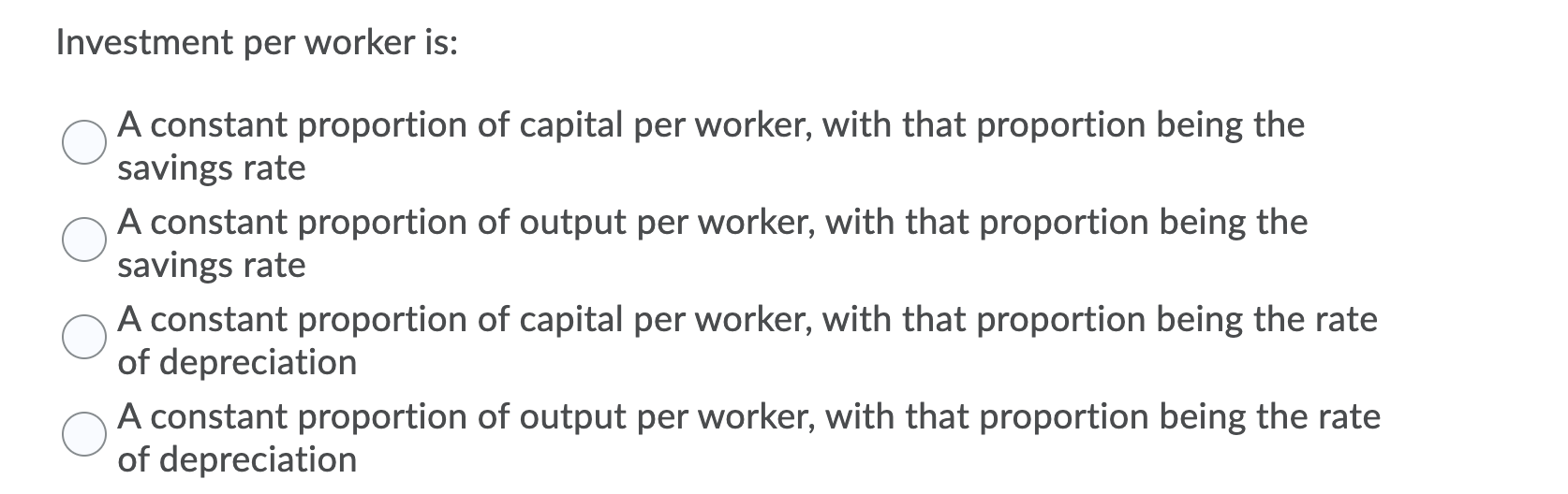 Solved Investment per worker is: A constant proportion of | Chegg.com