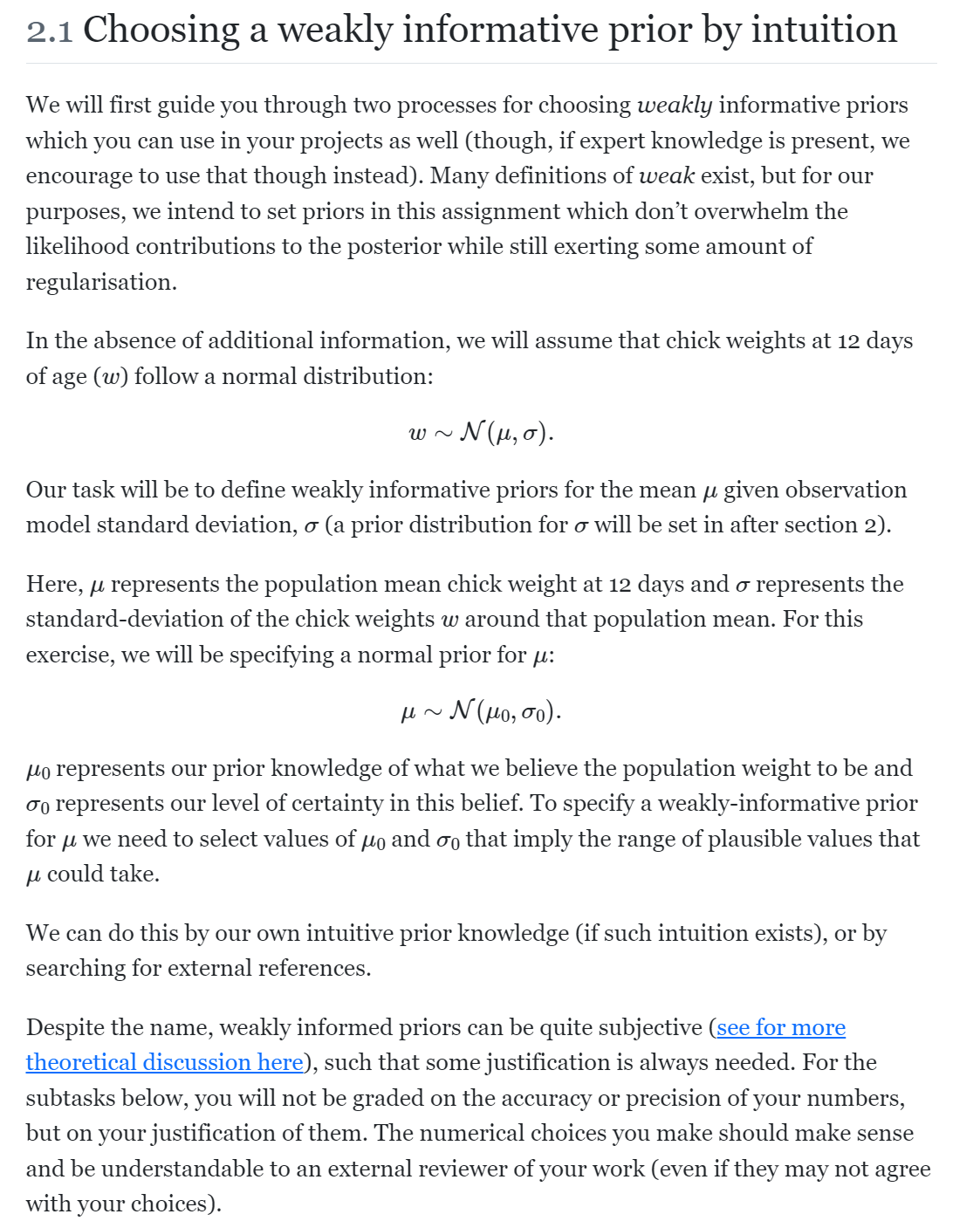 Solved 2.1 Choosing a weakly informative prior by intuition | Chegg.com