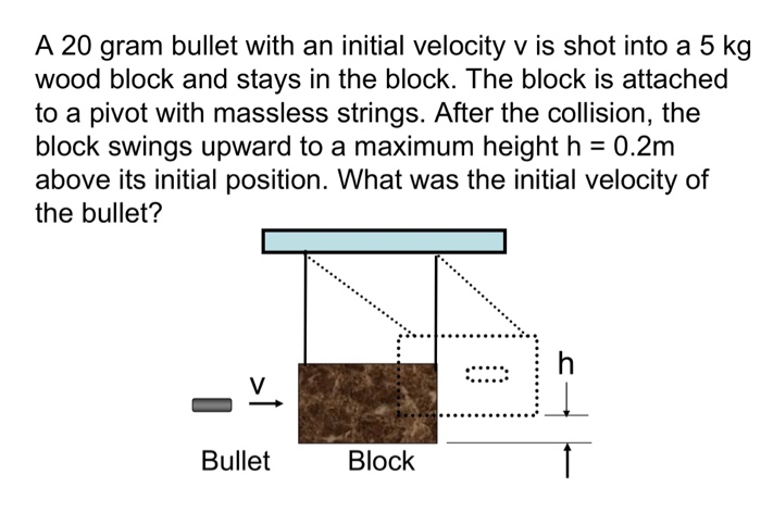 Solved A 20 gram bullet with an initial velocity v is shot | Chegg.com