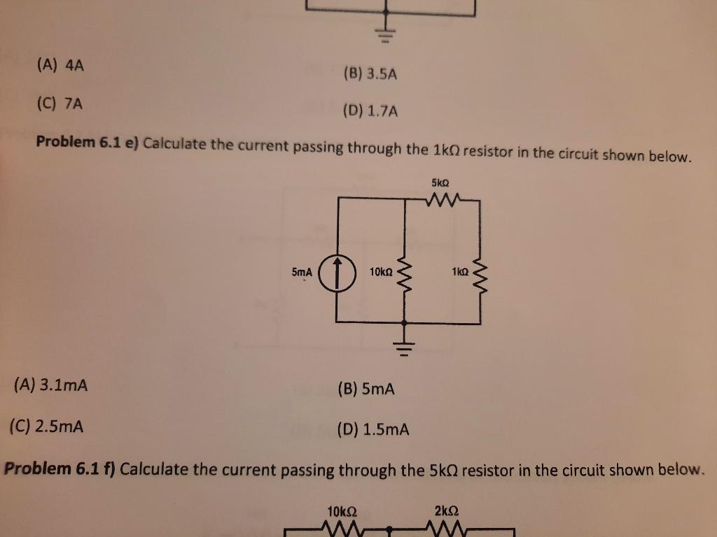 Solved (A) 4 A (B) 3.5 A (C) 7 A (D) 1.7 A Problem 6.1e ) | Chegg.com