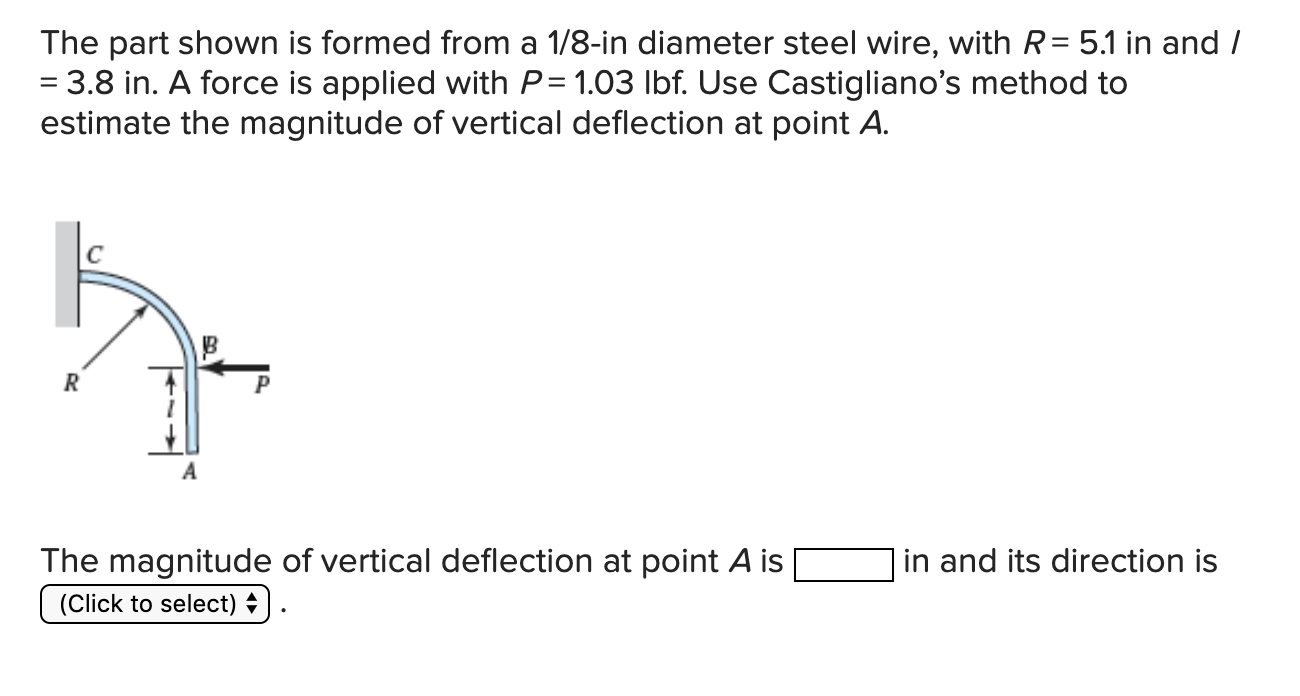 Solved The part shown is formed from a 1/8-in diameter steel | Chegg.com