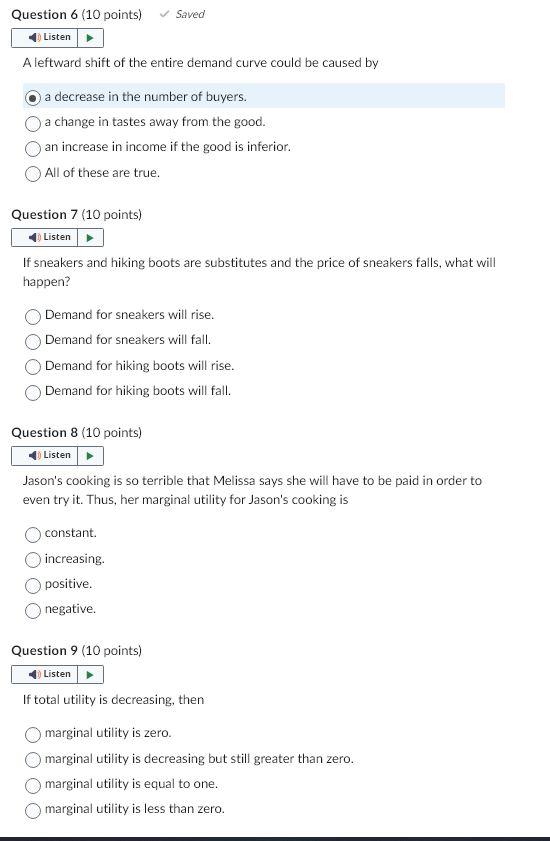 Solved A leftward shift of the entire demand curve could be | Chegg.com