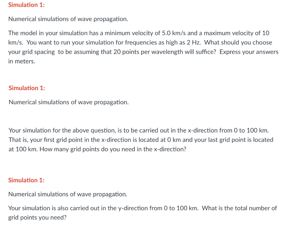 Simulation 1: Numerical simulations of wave | Chegg.com