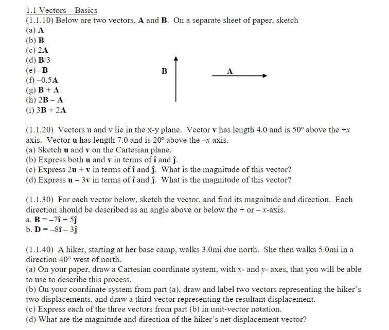 Solved 1.1 Vectors – Basics (1.1.10) Below are two vectors, | Chegg.com