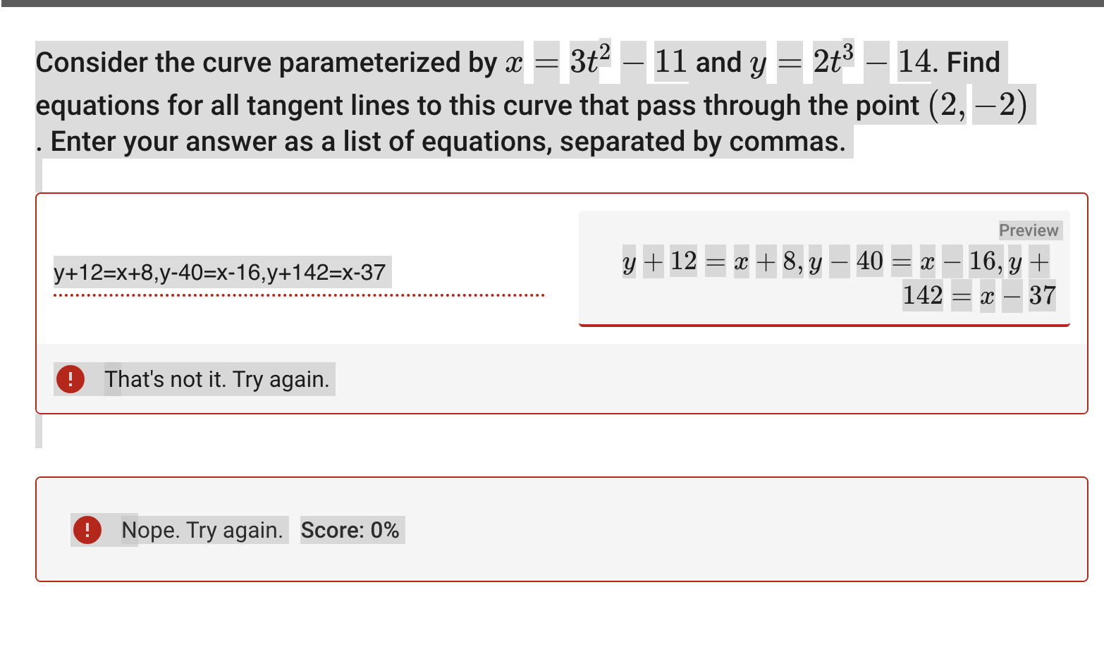 Solved - = Consider the curve parameterized by x = 3+2 – 11 | Chegg.com