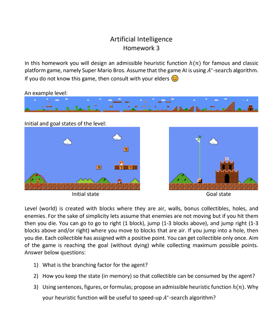 Solved Artificial Intelligence Develop the heuristic | Chegg.com