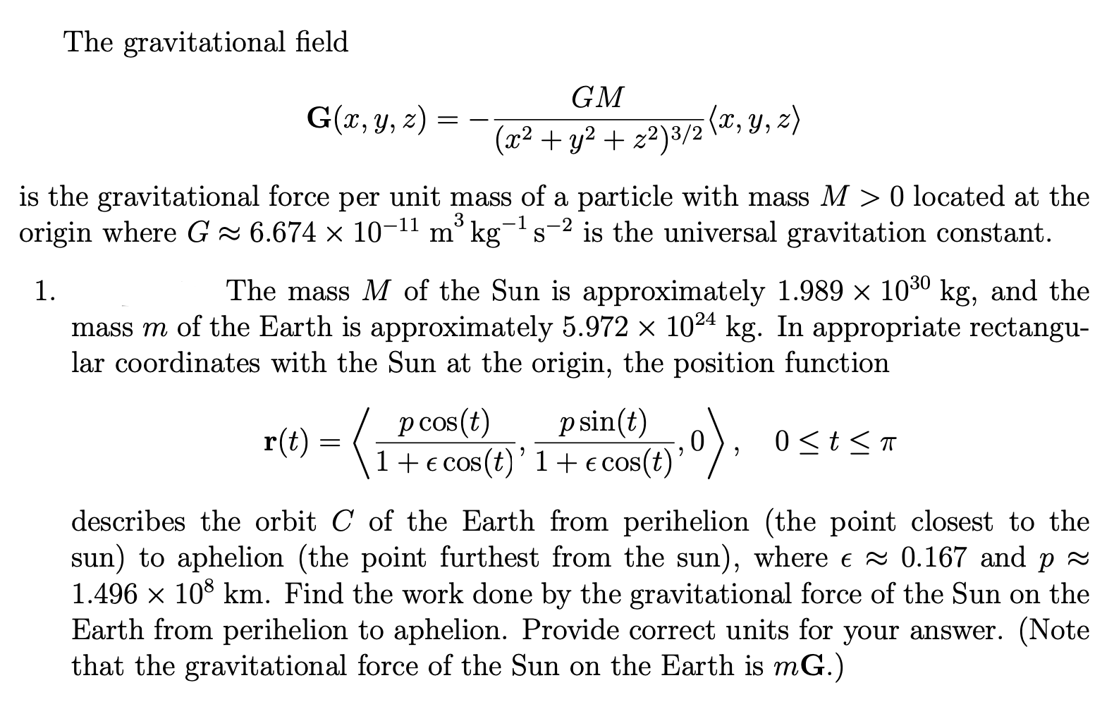 Solved The gravitational field | Chegg.com