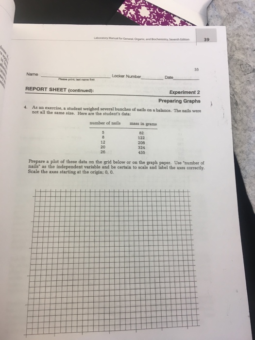 Solved 39 35 Name Locker Number -Date REPORT SHEET | Chegg.com