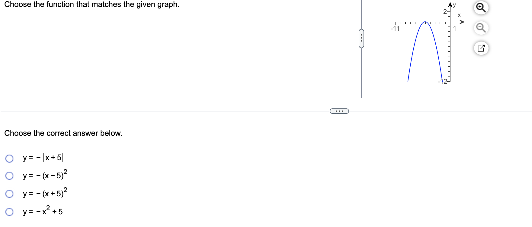 Solved Choose the function that matches the given graph. | Chegg.com
