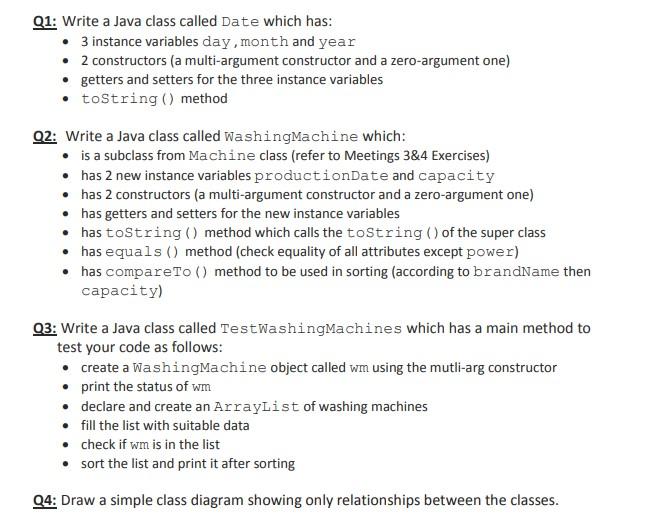 Solved Q1: Write a Java class called Date which has: • 3 | Chegg.com