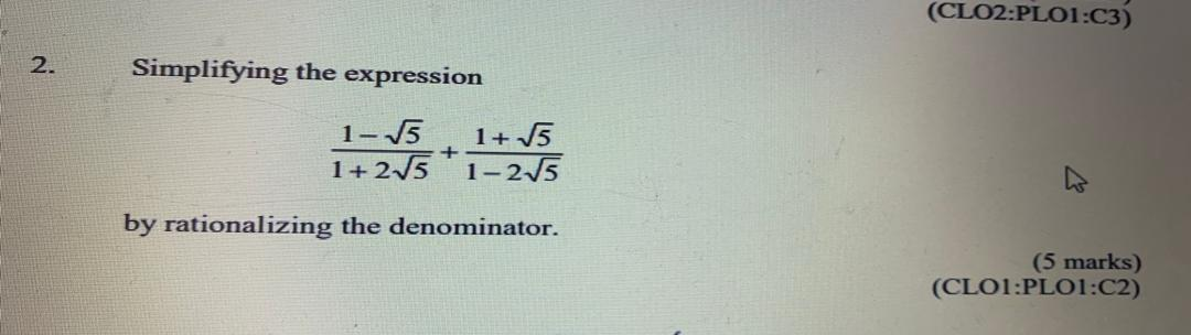Solved (CLO2:PLOI:C3) 2 . Simplifying the expression 1-15 | Chegg.com